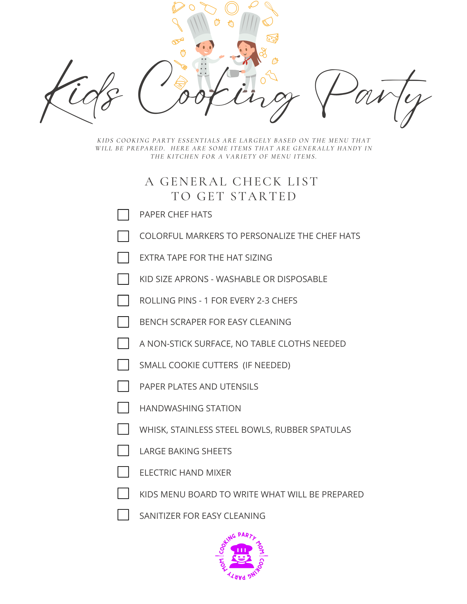 Resources - Cooking Party Mom