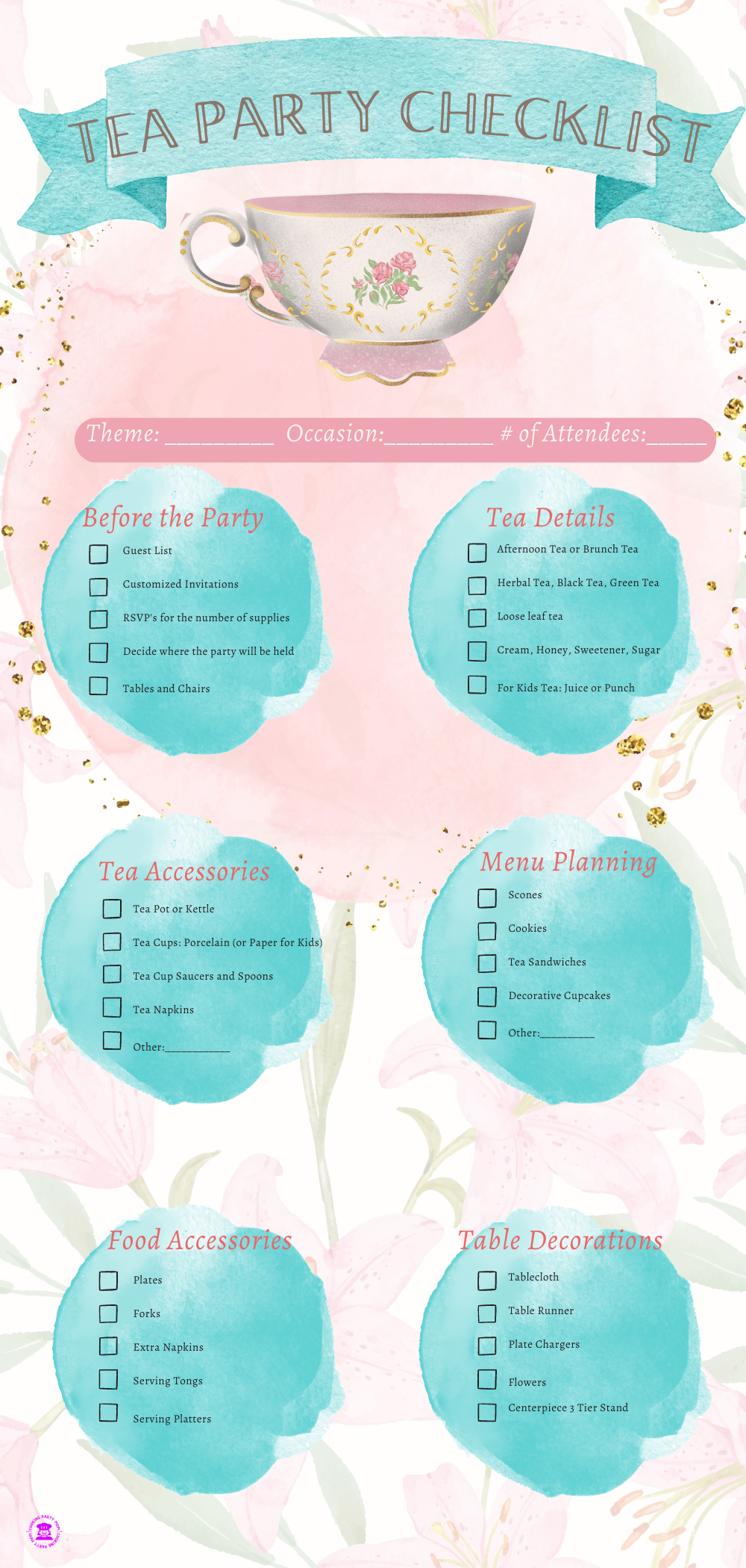 Free Tea Party Checklist and Ultimate Planning Guide - Cooking Party Mom
